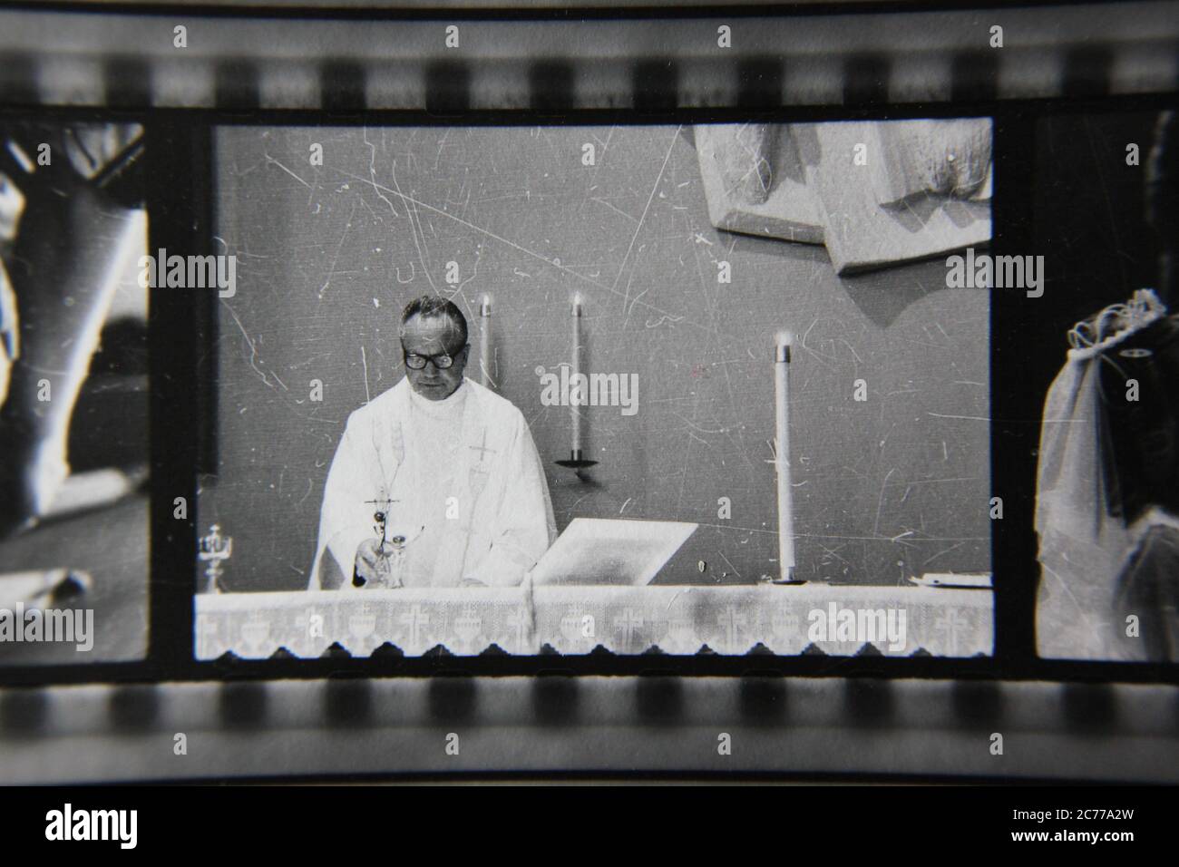 Fine 70s vintage contact print black and white photography of a priest ...