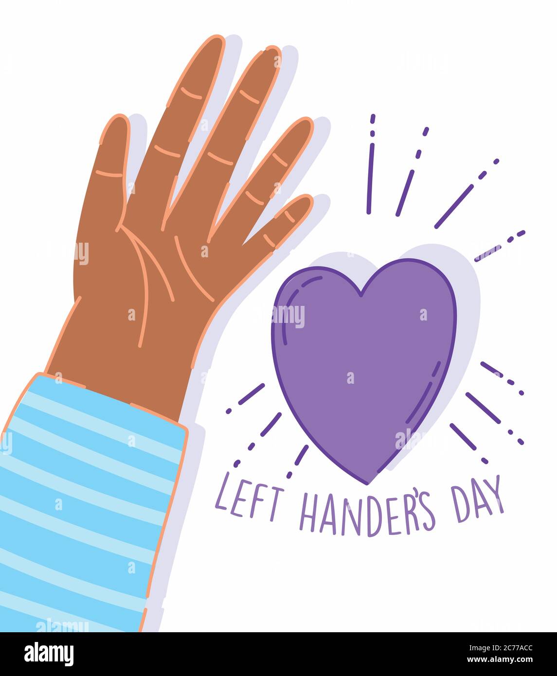 left handers day, open hand cartoon celebration party vector ...