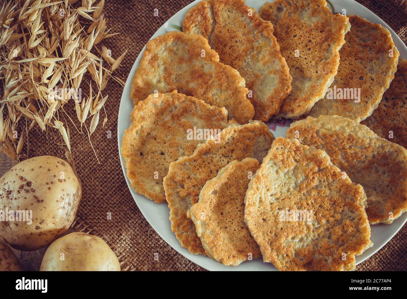 Dish of Belarusian national cuisine - potato pancakes "draniki Stock ...
