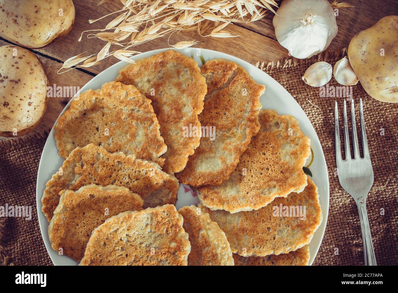 National Belarusian dish - potato pancakes "draniki Stock Photo - Alamy