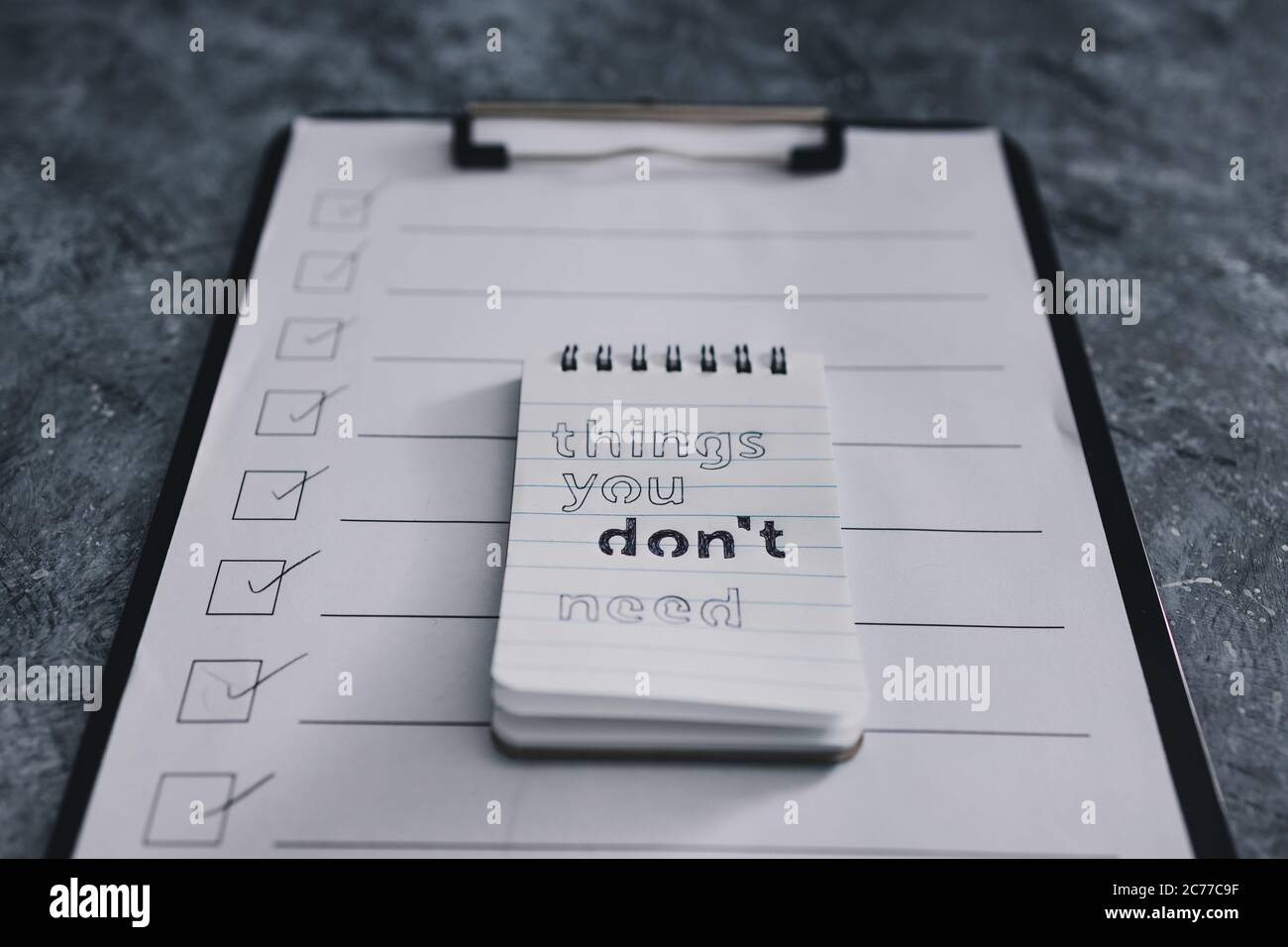 minimalism or self-improvement and introspection concept, notepad with ...