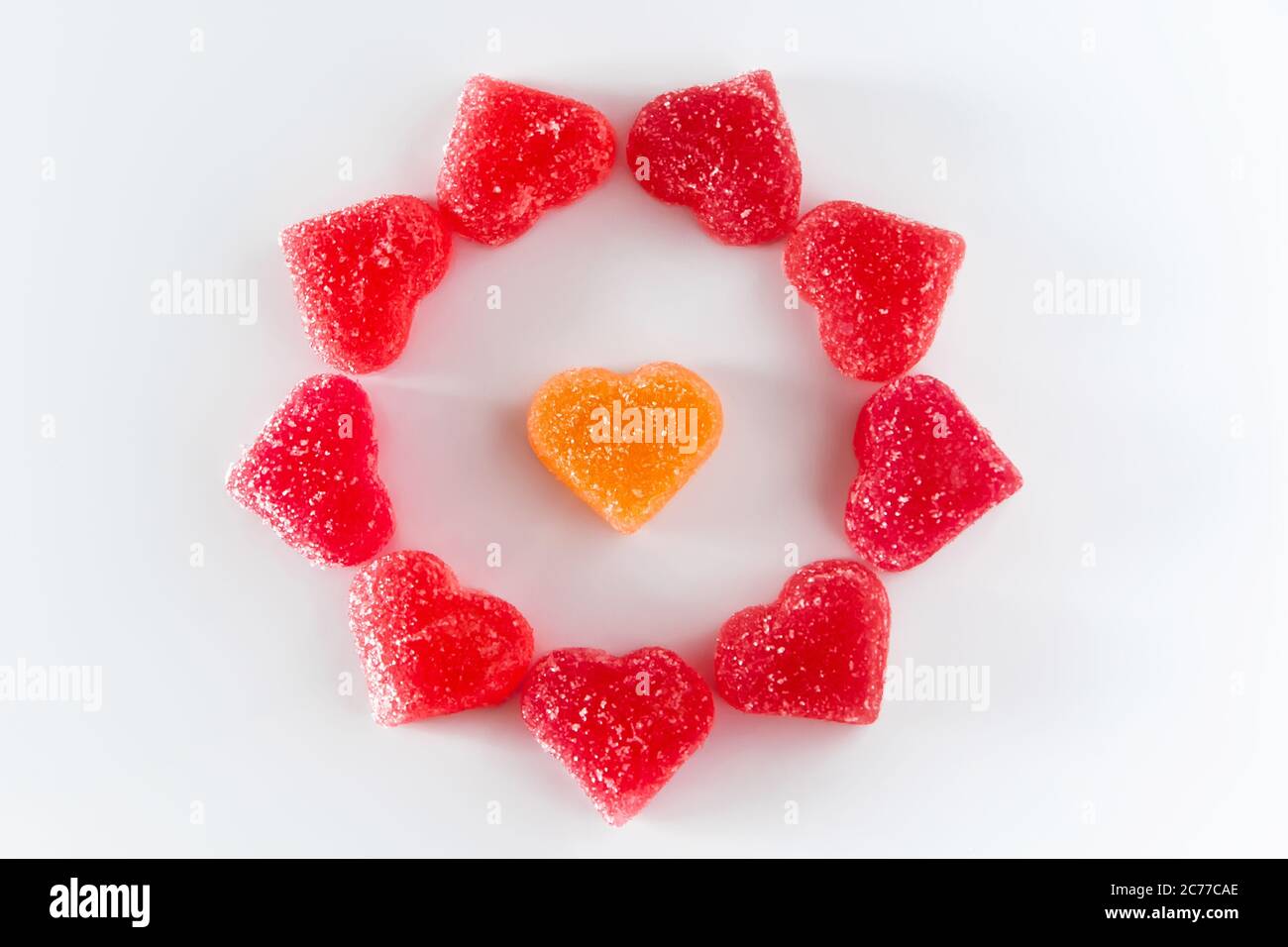 The circular arrangement of sweet red fruit jelly in the shape of a ...