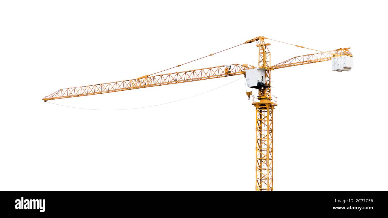 Yellow crane isolate on white background Stock Photo - Alamy