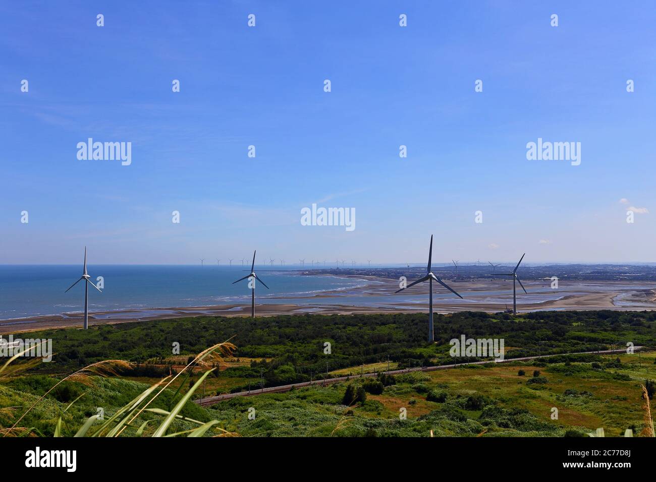 Coastal and Offshore Windmill farm near Miaoli County, Houlong Township ...