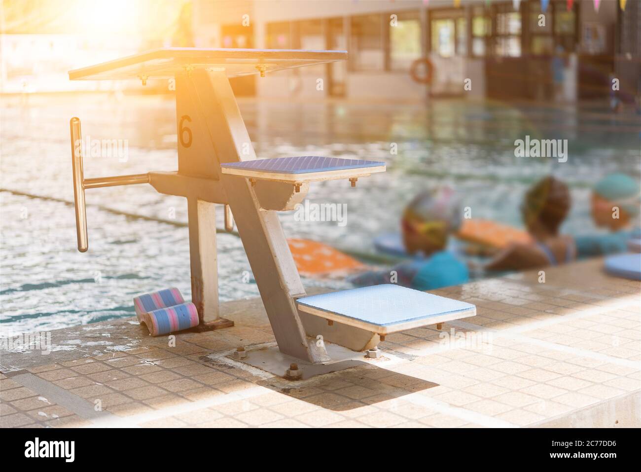 Swiming pool and jumping stand Stock Photo - Alamy