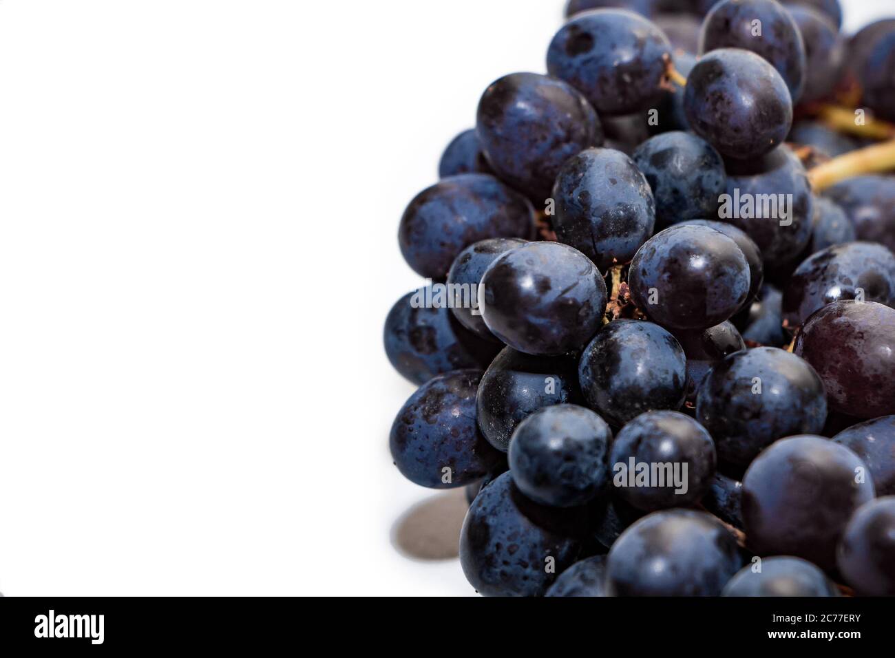 Bunches of dark grapes isolated on white background. Ripe fresh dark ...