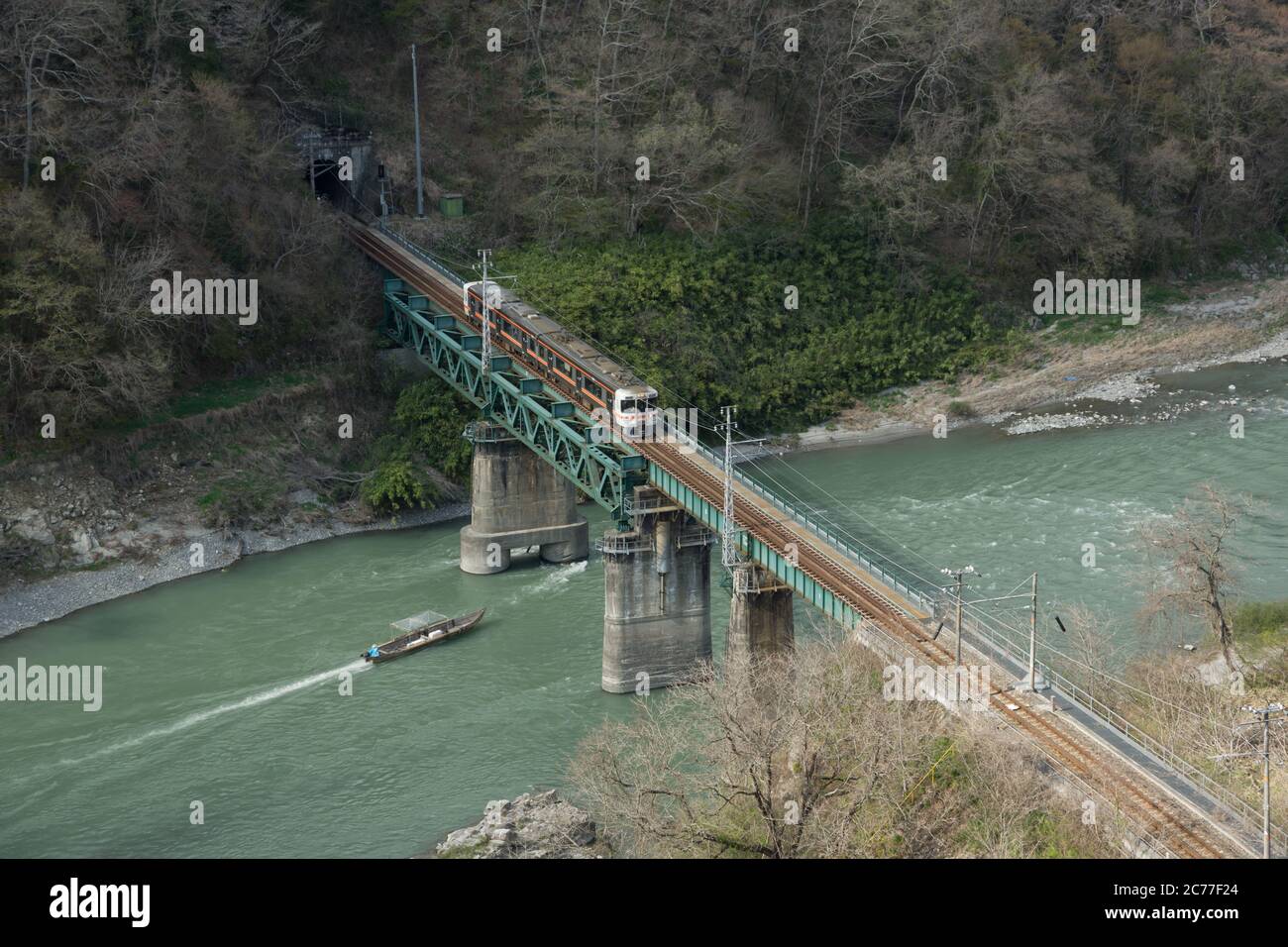 Iida, Nagano, Japan, 04/11/2020 , View of the tenryu gorge from the ...