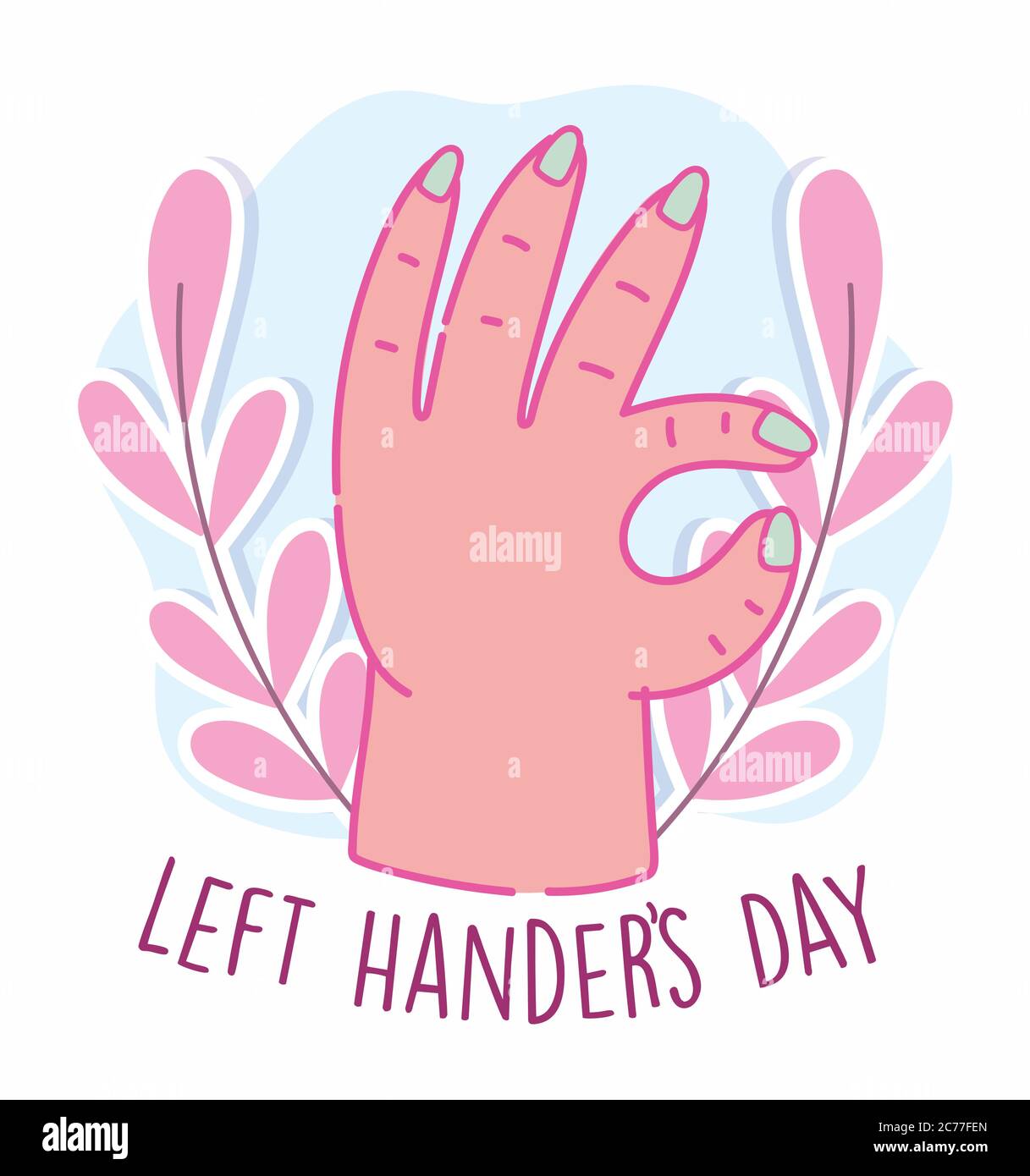 left handers day, hand showing approval symbol cartoon celebration ...