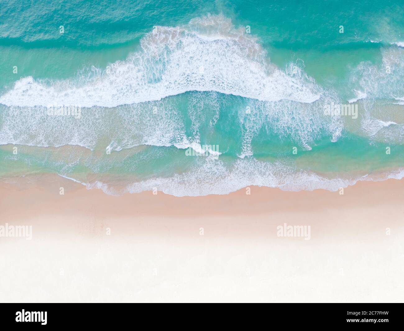 Aerial view top view Beautiful topical beach with white sand coconut ...