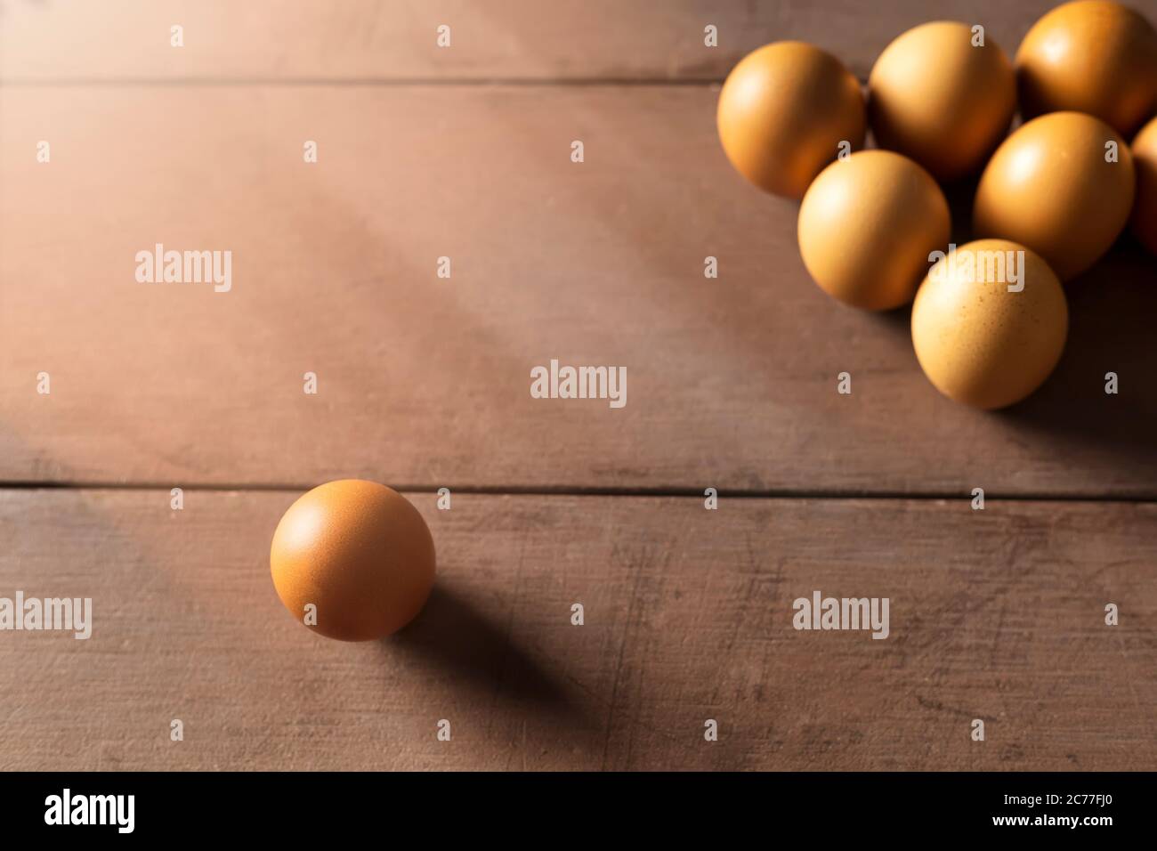 social distancing concept. Checken eggs have one chicken egg is far ...