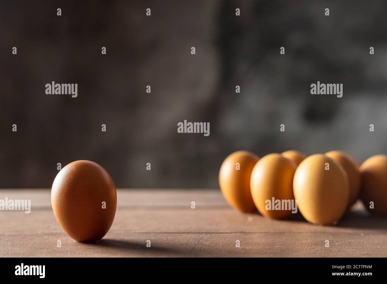 social distancing concept. Checken eggs have one chicken egg is far ...