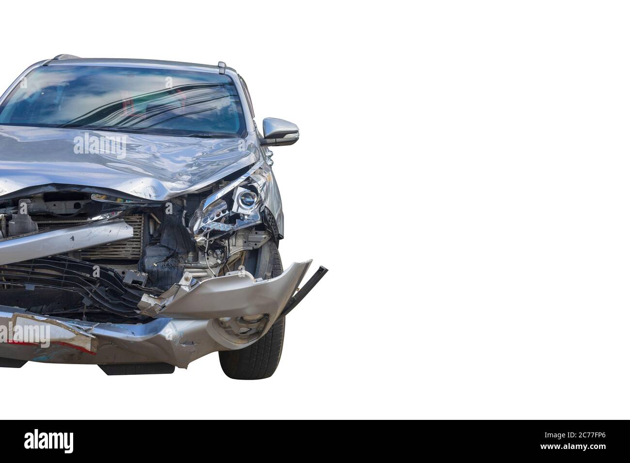 Smashed Car White Background
