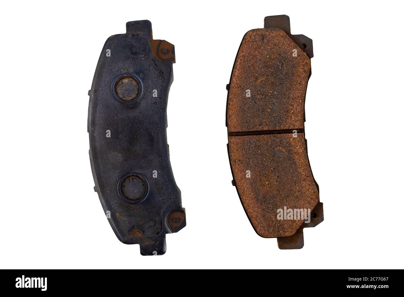 Old car break pad with rust and dust isolated on white background. Save ...