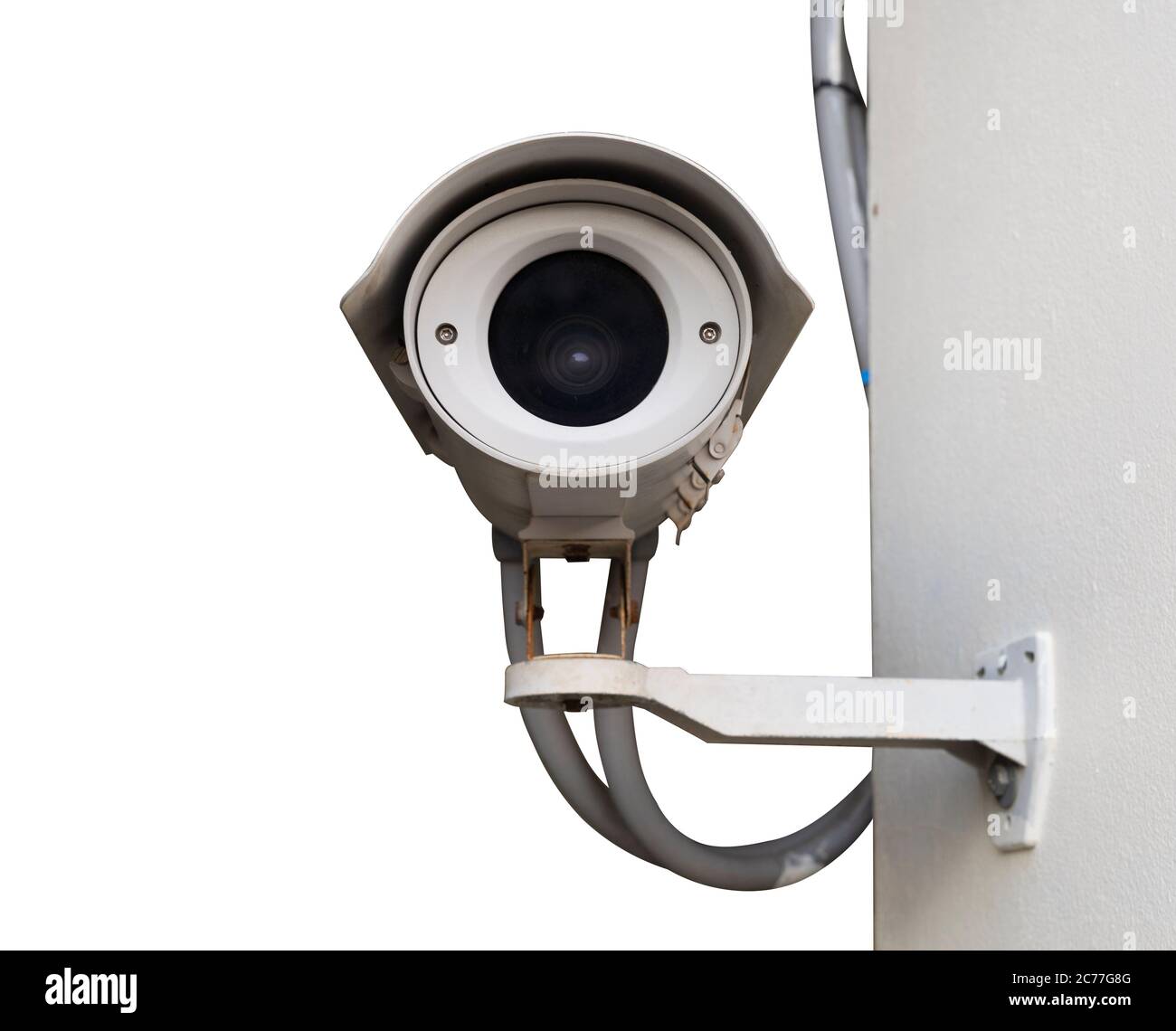 CCTV camera on wall isolated on white background Stock Photo - Alamy
