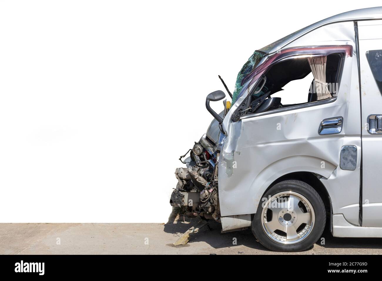 Front of white color van car have damaged and broken by accident on ...