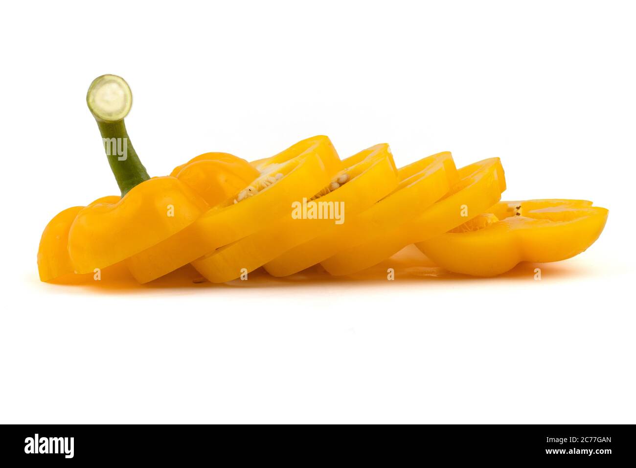 Slide fresh yellow bell pepper. Sweet pepper. Giant pepper. Isolate on ...