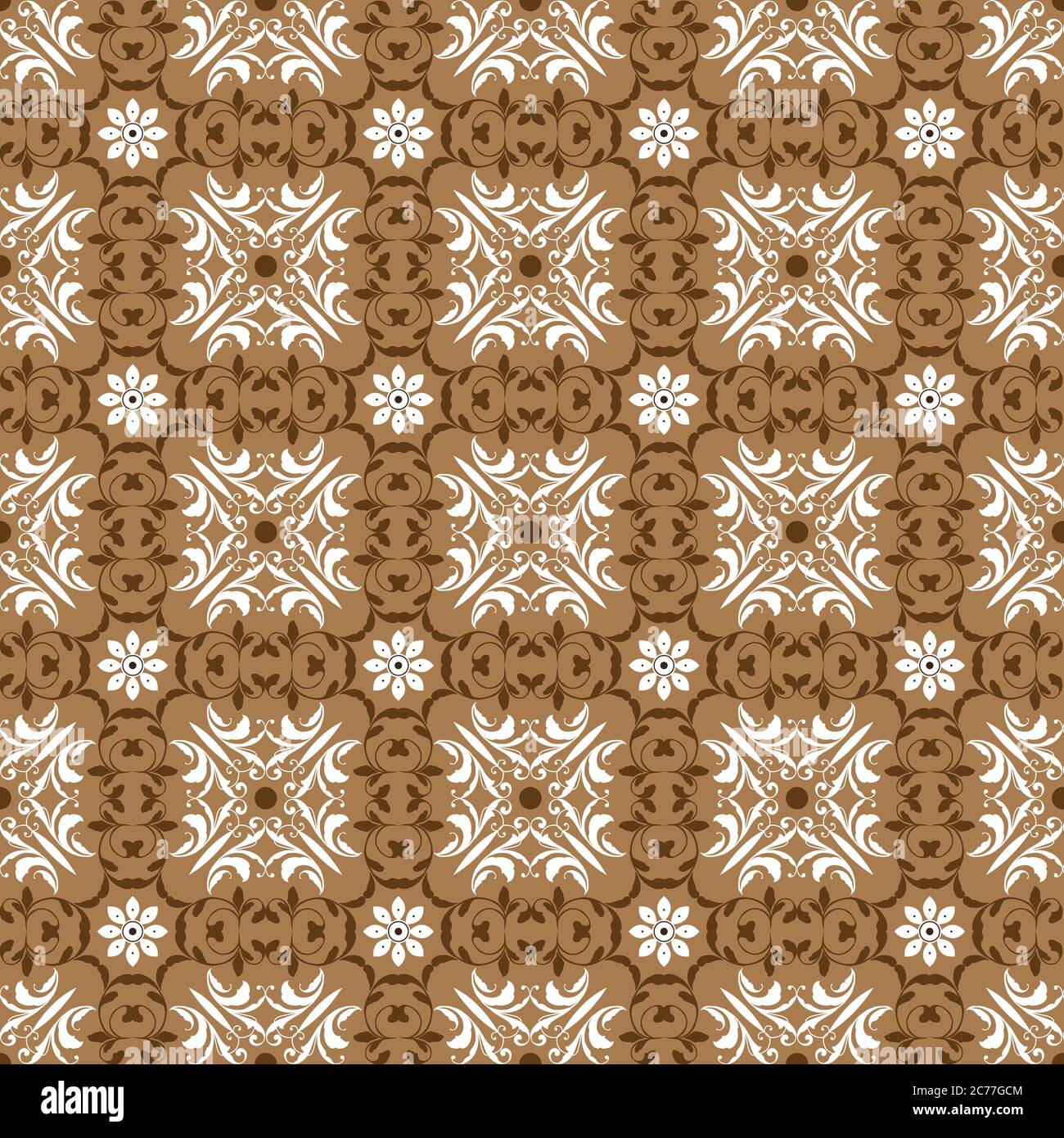 The simple flower pattern on Indonesian batik with seamless mocca color ...
