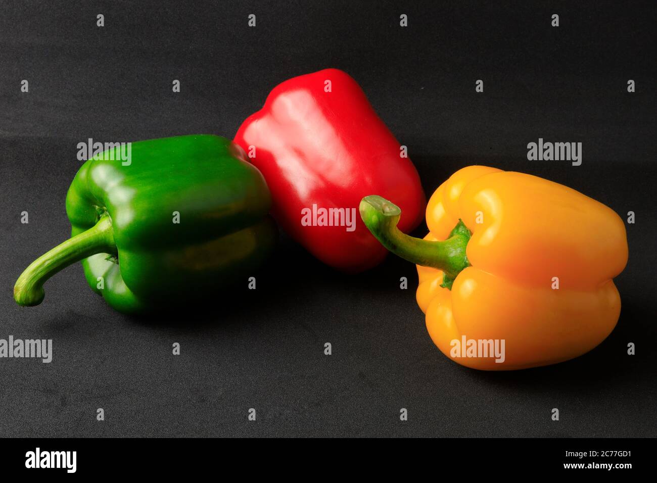 Fresh Green, yellow, red bell pepper. Sweet pepper. Giant pepper on ...