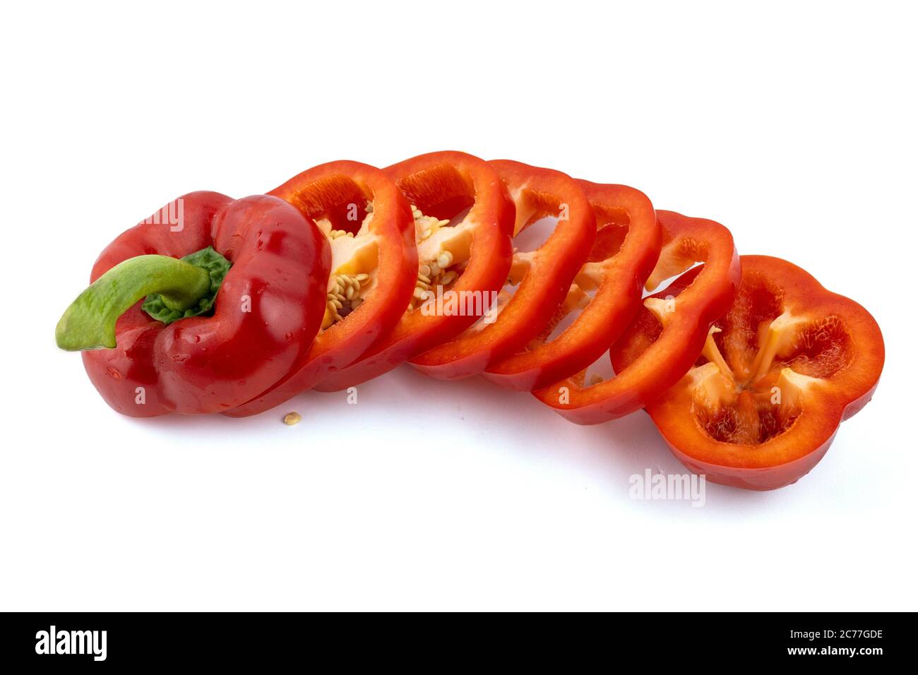 Slide fresh red bell pepper. Sweet pepper. Giant pepper. Isolate on ...