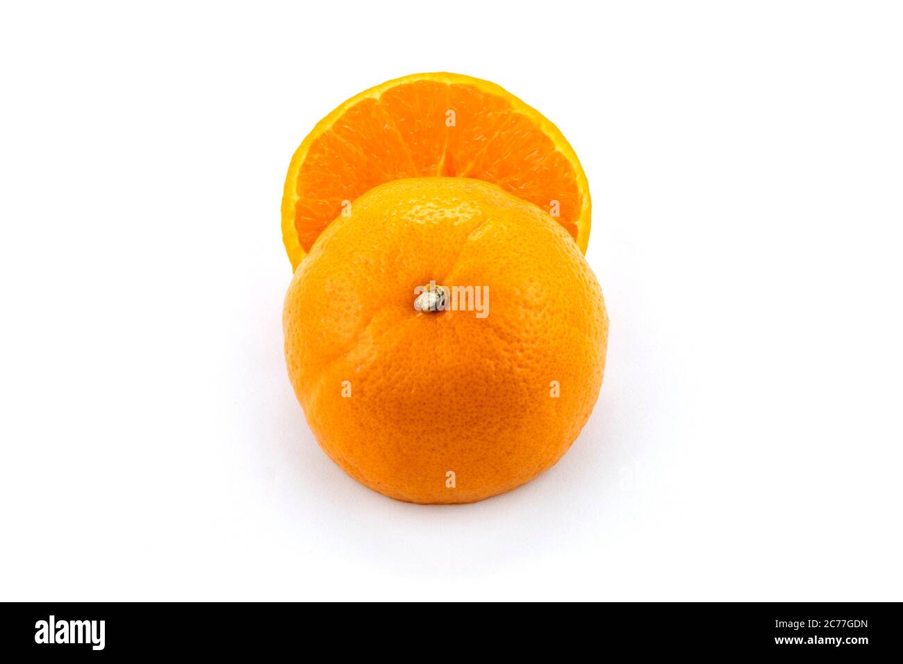 Top view half orange isolated on white background. Save with clipping ...