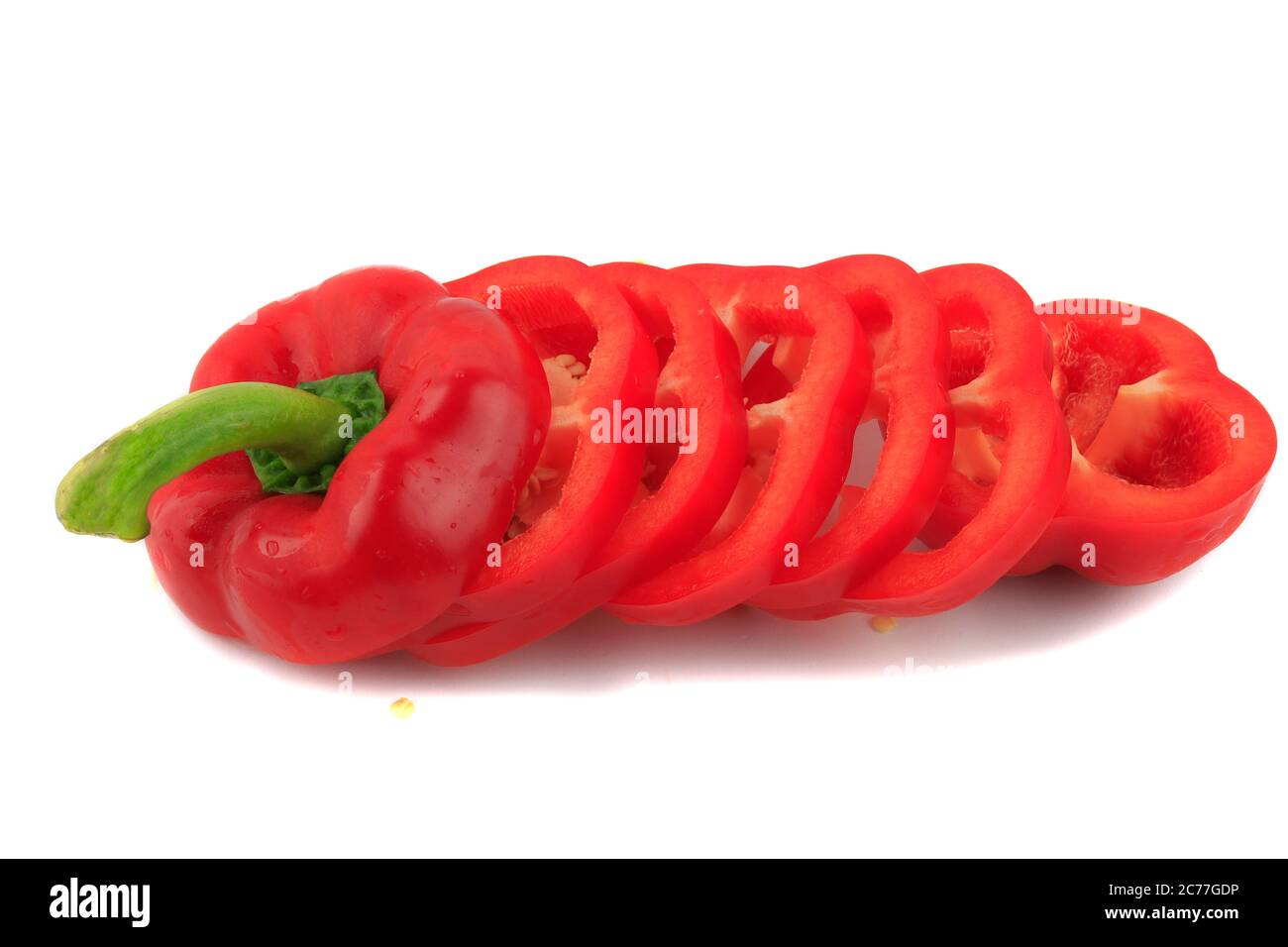 Slide fresh red bell pepper. Sweet pepper. Giant pepper. Isolate on ...