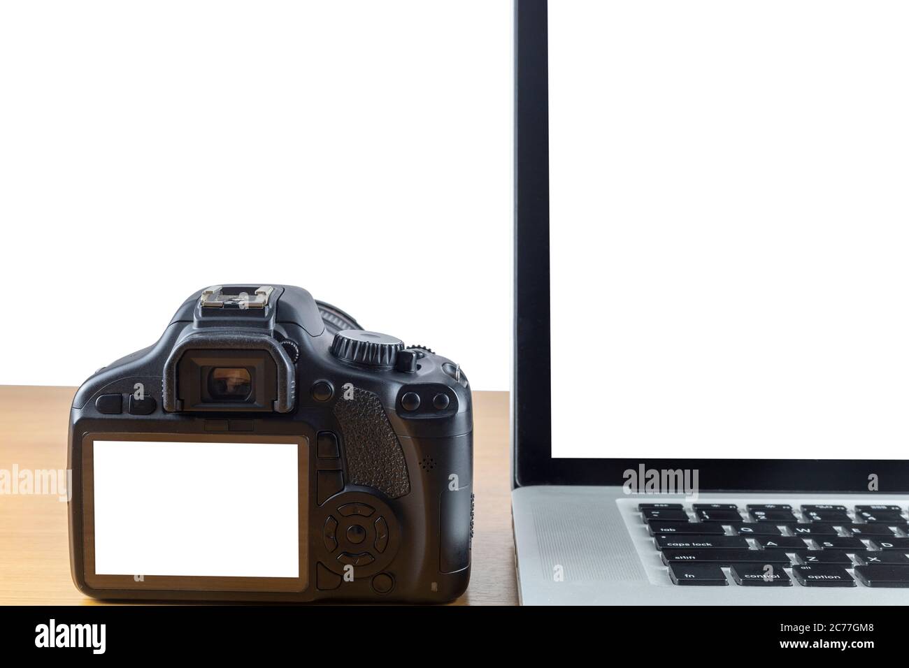 Laptop computer and digital camera have bank black screen of laptop and ...