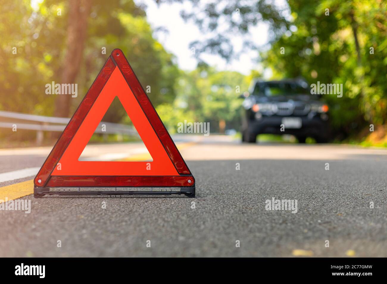 Red triangle, red emergency stop sign, red emergency symbol and black ...