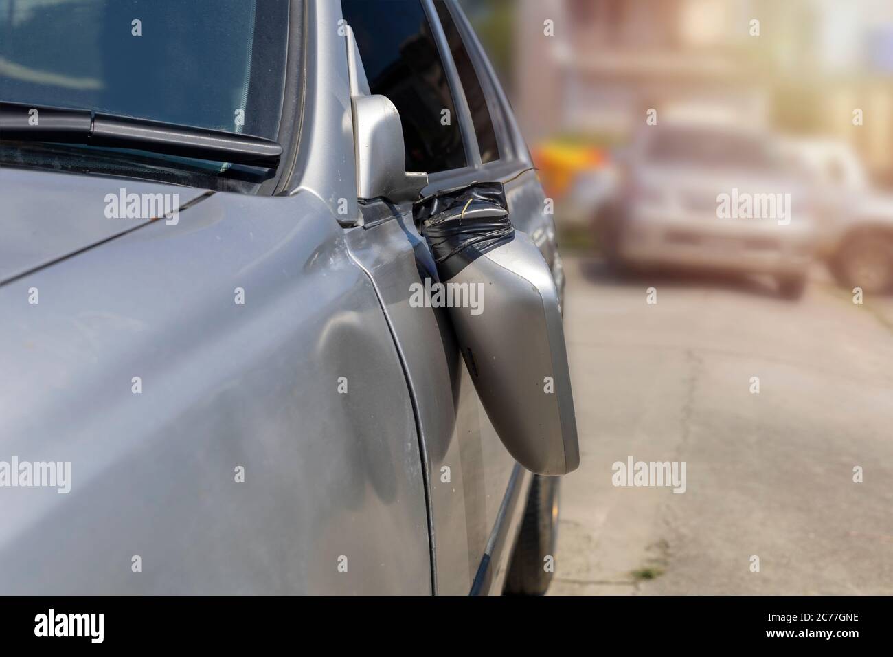 Car accident broken car door rearview mirror can not use anymore Stock ...