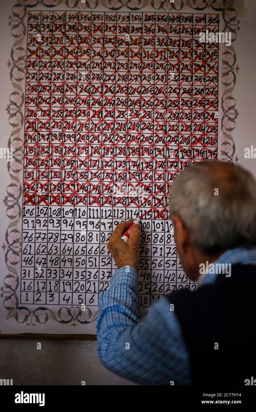 Gaza, Palestine. 14th July, 2020. Samih Qadan, 77, the father to a ...
