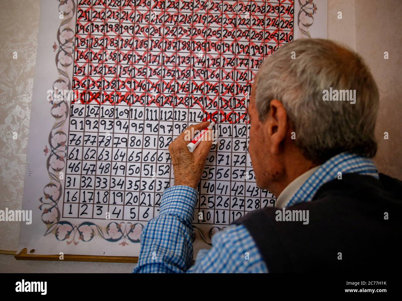 Gaza, Palestine. 14th July, 2020. Samih Qadan, 77, the father to a ...