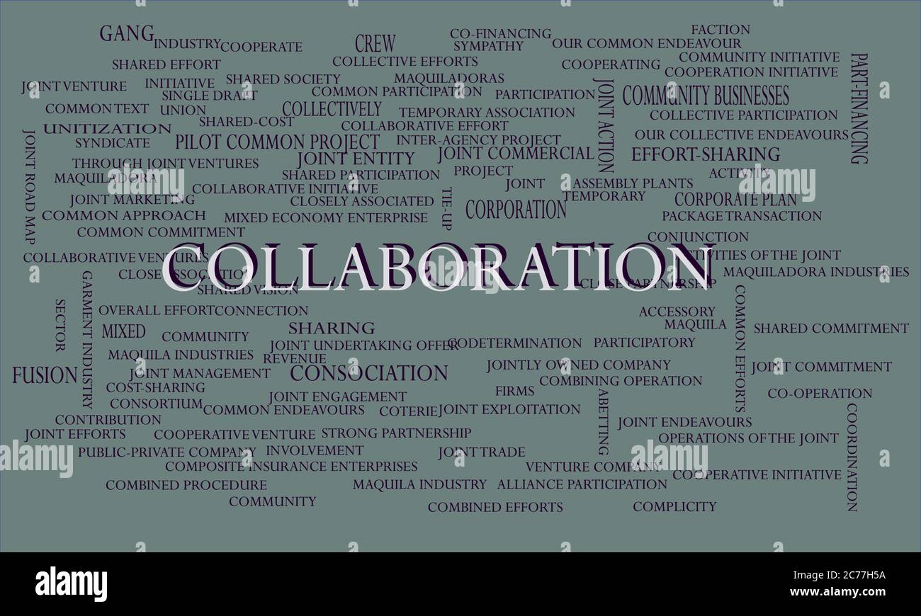 Collaboration Business partnership related terminology presented on ...