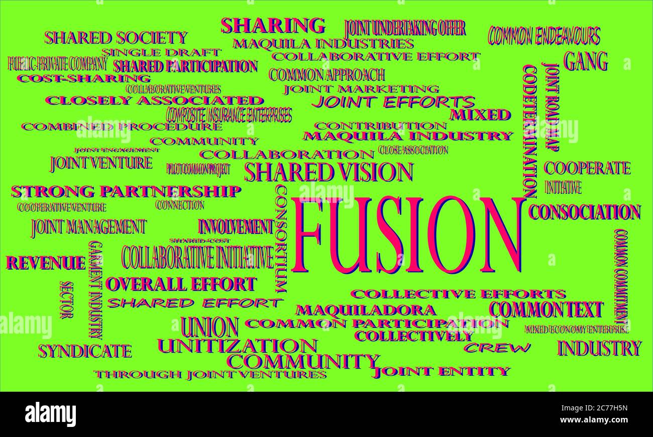 Fusion Business partnership related terminology presented on word cloud ...