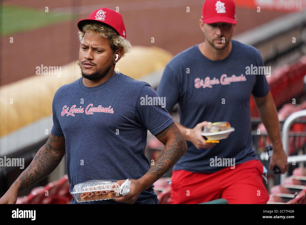 St. Louis, United States. 14th July, 2020. St. Louis Cardinals pitchers ...