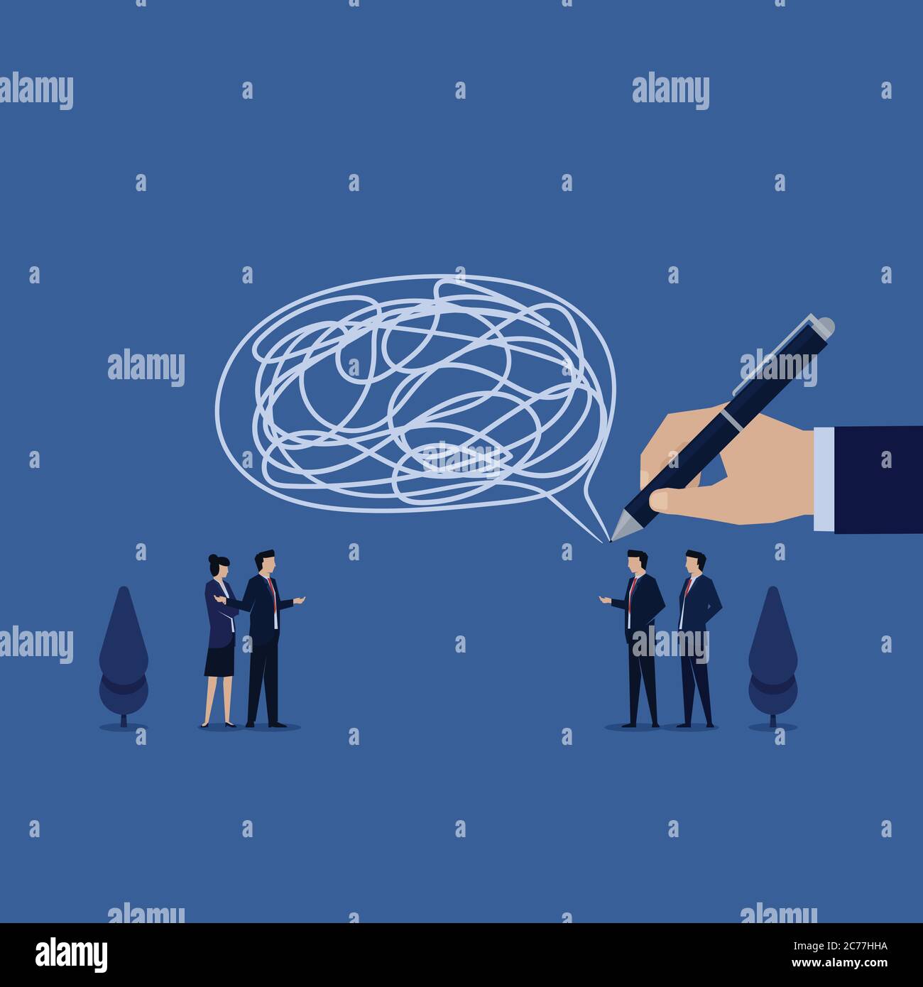 Business flat vector concept man talk with big bubble chat and big ...