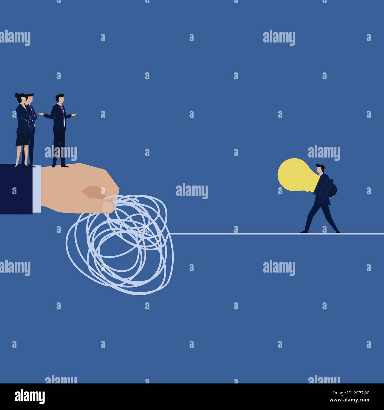 Business flat vector concept businessman bring idea and walk above ...