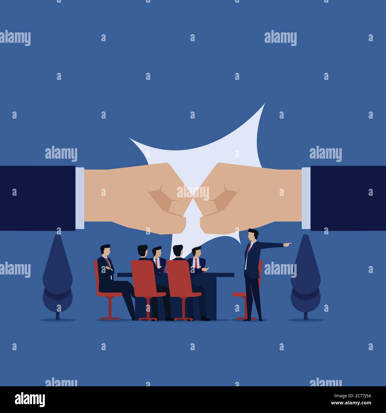 Business flat vector concept team confrontation on office meeting Stock ...