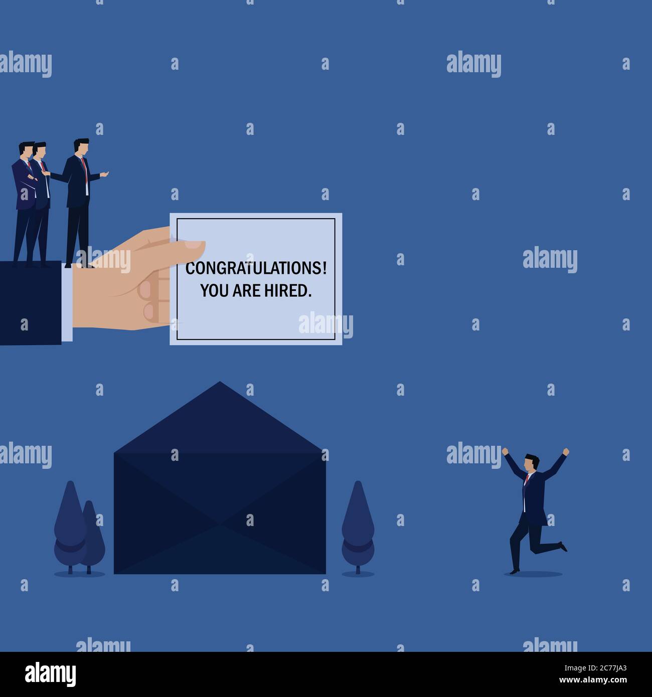 Business flat vector concept hand hold letter from email and man happy ...