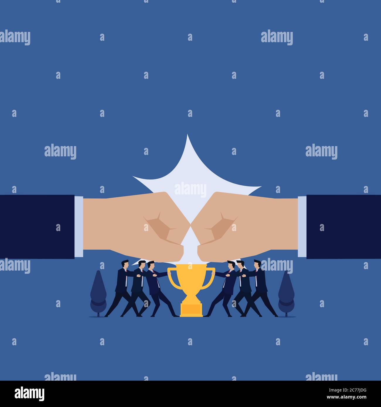 Business team fight for trophy metaphor of competition Stock Vector ...