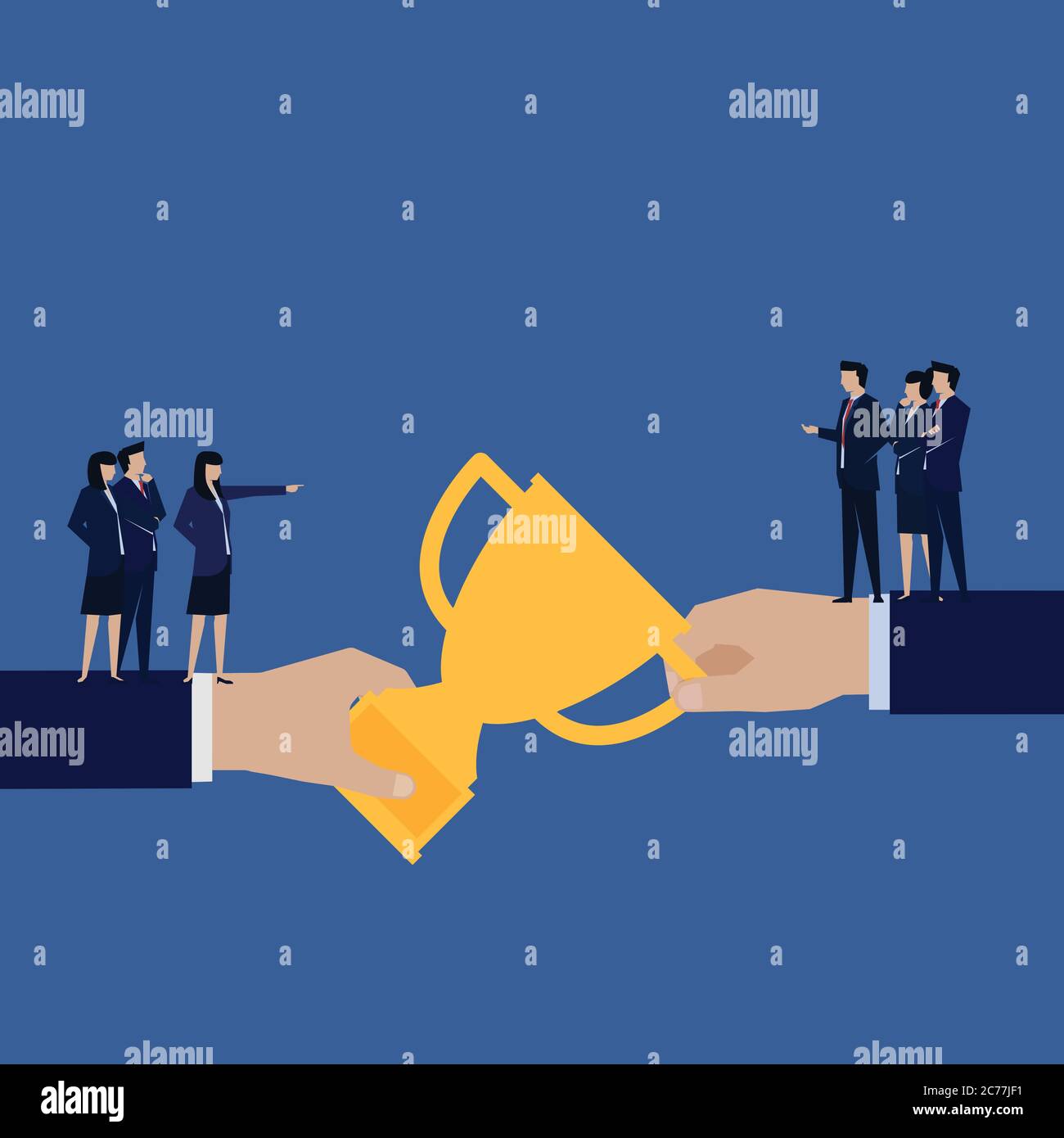 Business team fight for trophy metaphor of competition Stock Vector ...