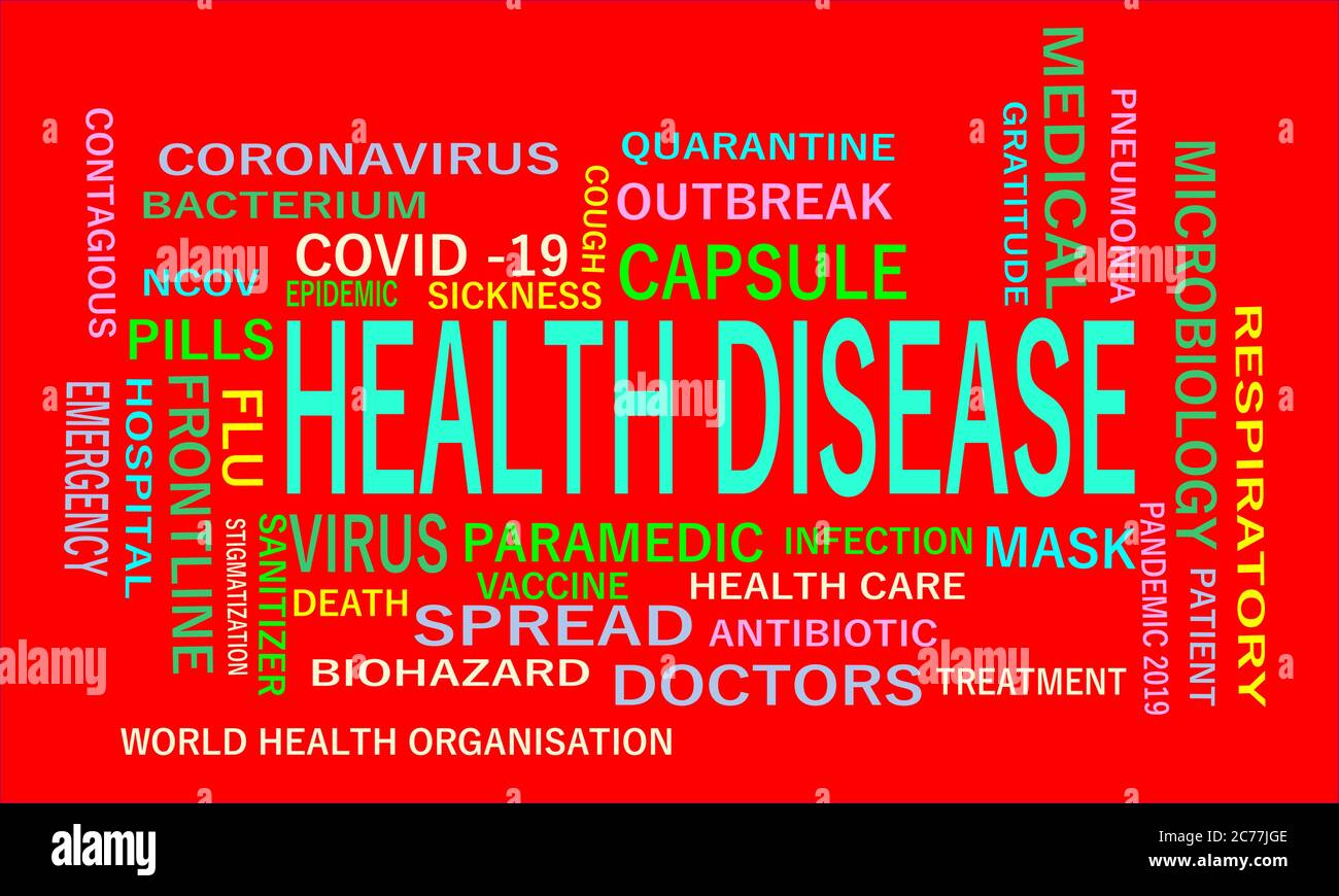 Human health Disease condition related medical terminology presented on ...