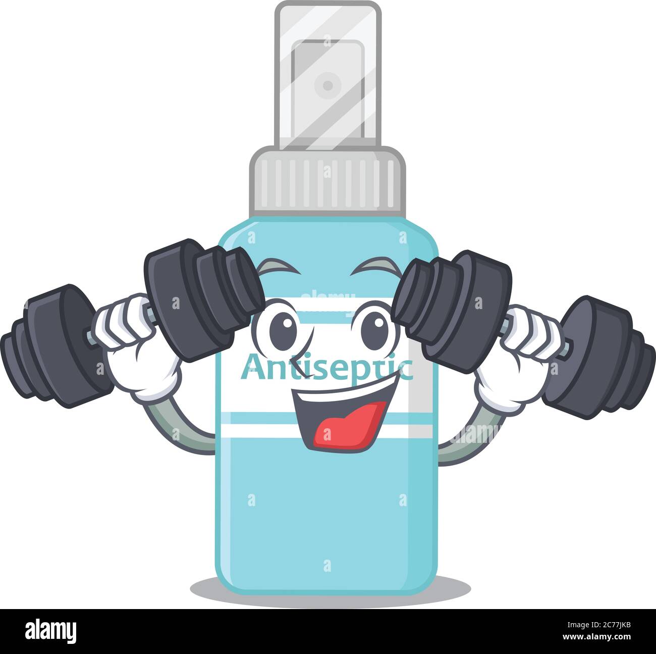 Muscular antiseptic mascot design with barbells during exercise Stock ...