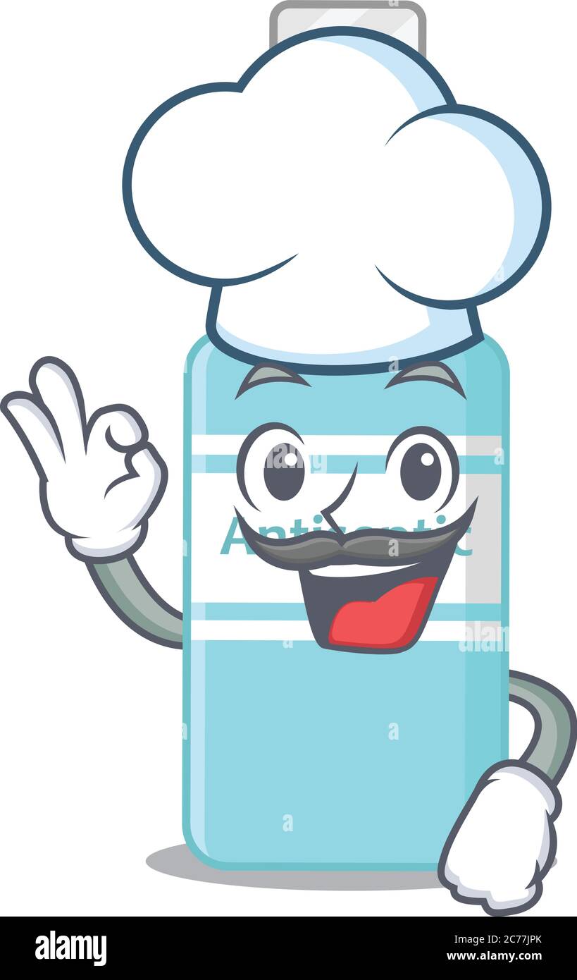 Antiseptic chef cartoon drawing style wearing iconic chef hat Stock ...