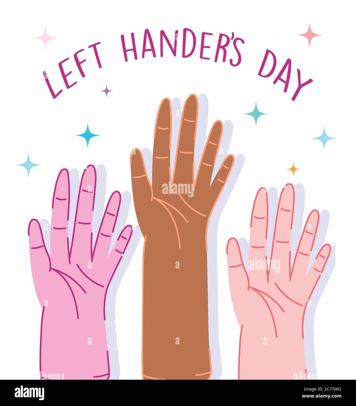 left handers day, human hands diversity cartoon celebration vector ...