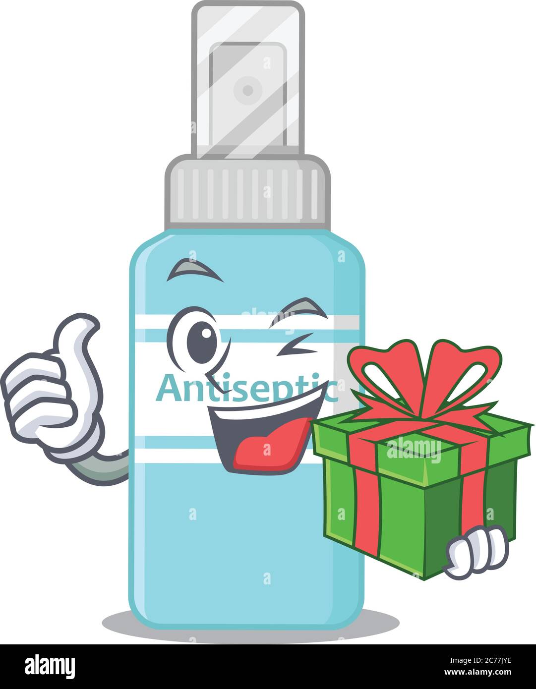 Antiseptic cartoon character concept with a big gift box Stock Vector ...