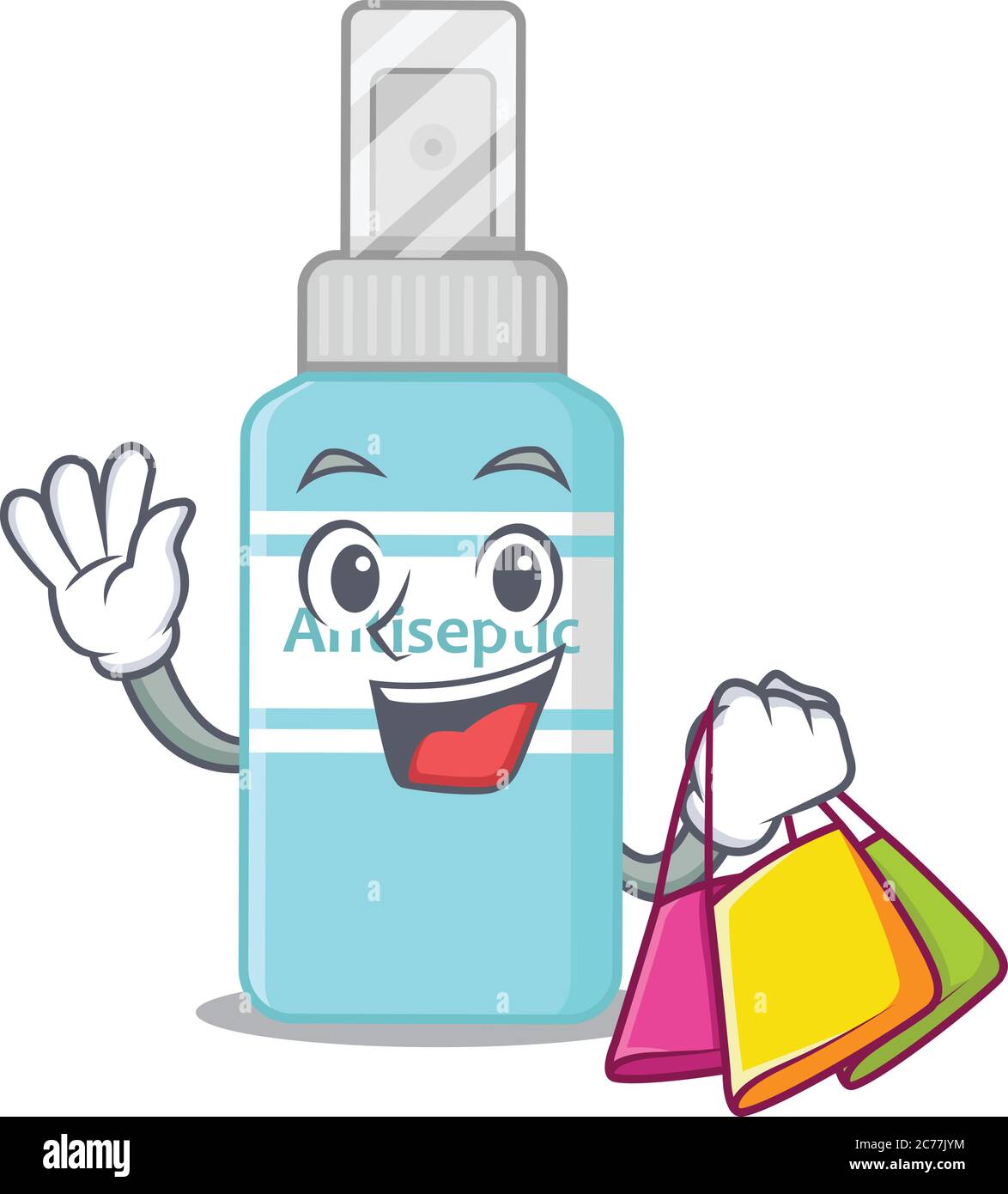 Antiseptic wealthy cartoon character concept with shopping bags Stock ...