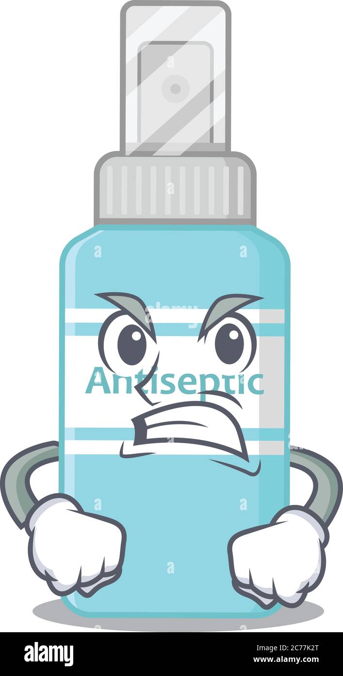 A cartoon picture style of antiseptic having a mad face Stock Vector ...