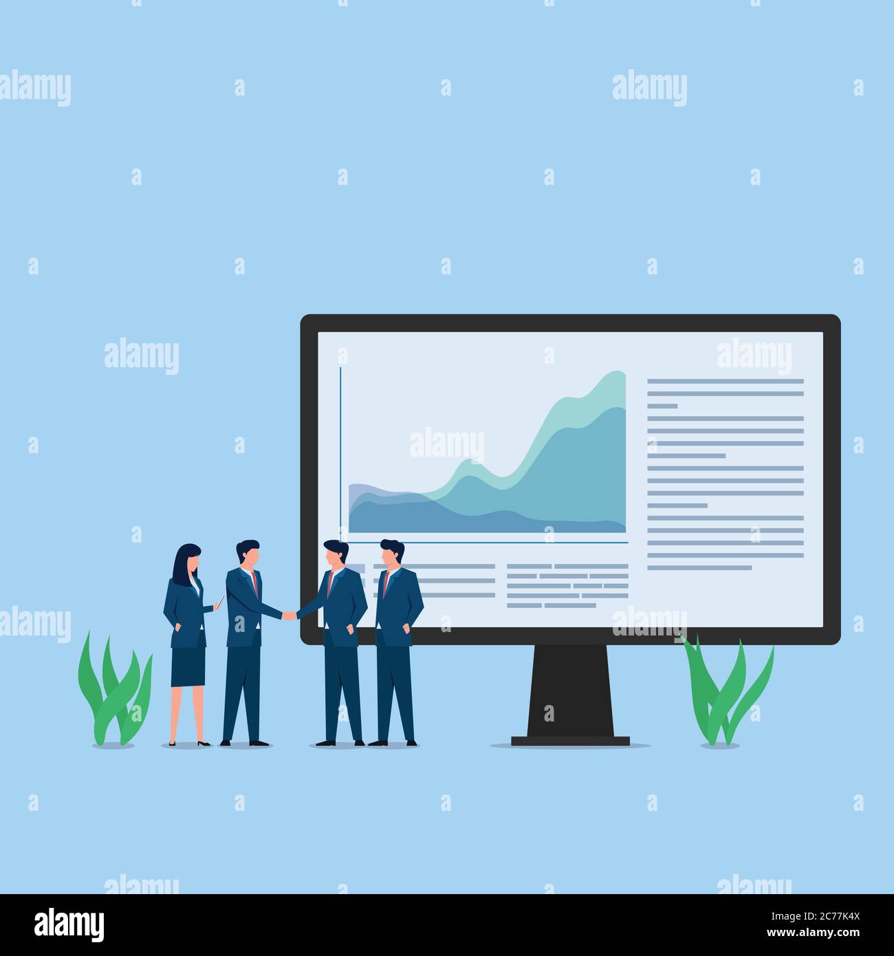 People handshake for company growth metaphor of profit. Business flat ...