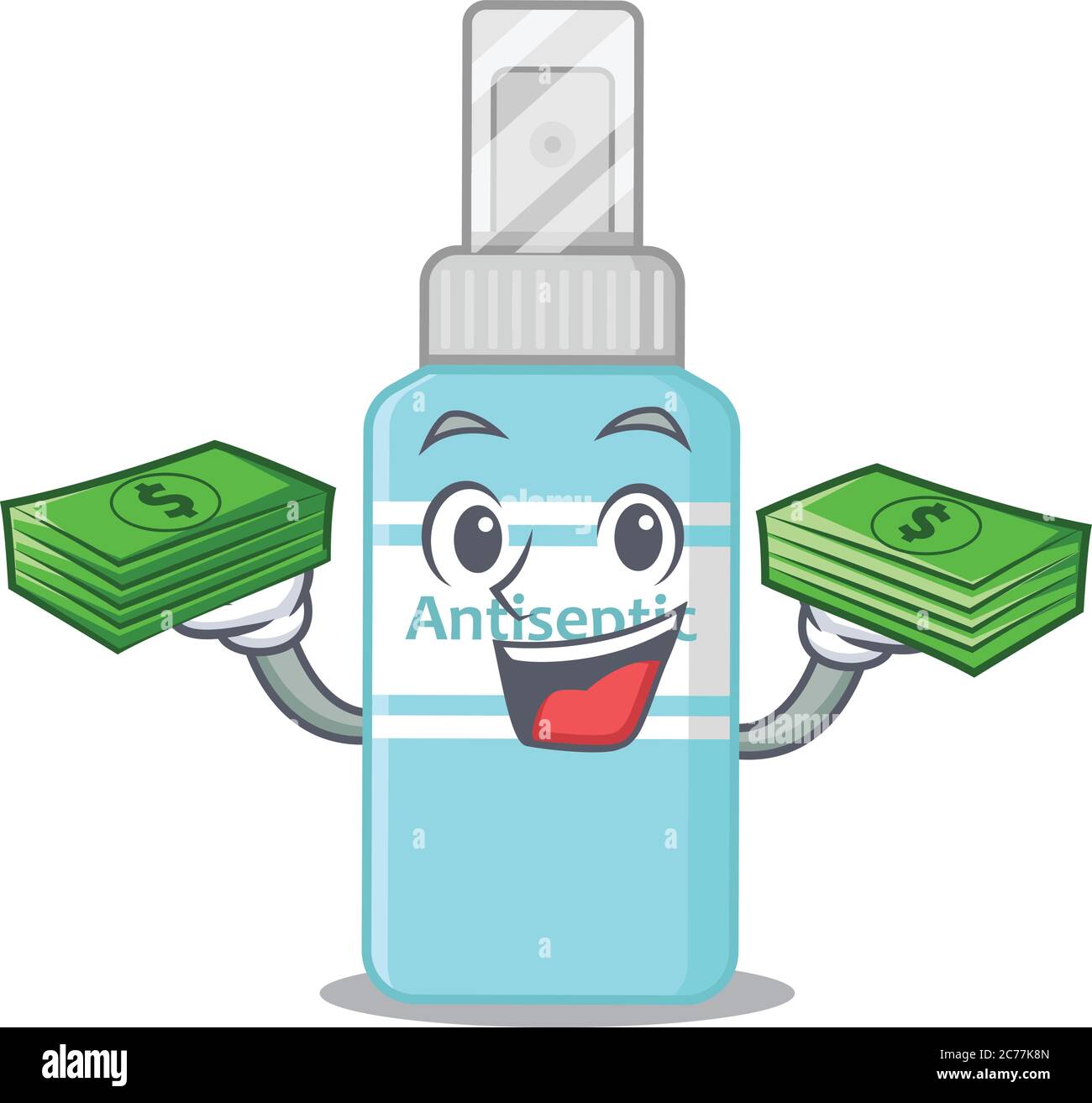 A wealthy antiseptic cartoon character having much money on hands Stock ...