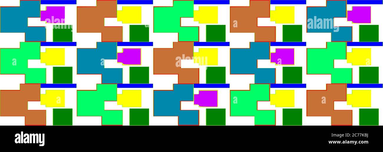 yellow and blue color highlighted seamless block shape art digital ...