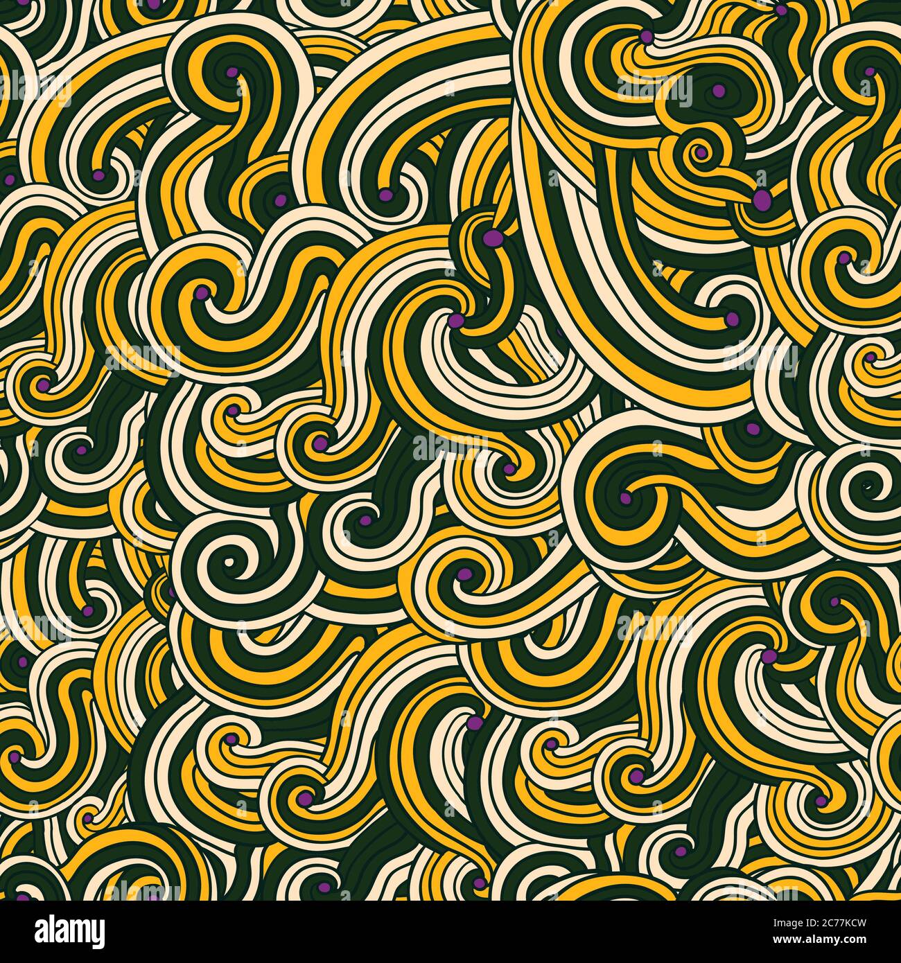 Colorful seamless pattern with curly doodle lines. Vector illustration ...